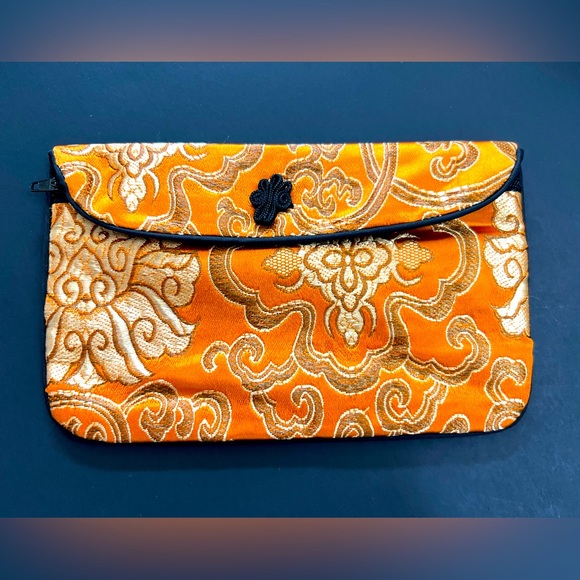 Bags | Super Cute Small Orange And Gold Change Purse From China | Poshmark